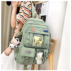Kawaii Backpack With cute plush pendant and Kawaii pins,Aesthetic Backpack Cute Kawaii Backpack for School