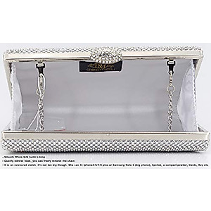 Dexmay Large Rhinestone Crystal Clutch Evening Bag Women Formal Purse for Cocktail Prom Party Silver