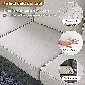 8-Piece Outdoor Patio Furniture Set with 44" Gas Fire Pit Table, PE Wicker Patio Conversation Sets Cushioned Seat Couch Outdoor Sectional Chair Sofa Set with Thick Cushions for Yard Garden Porch