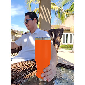 LaserGram 14oz Vacuum Insulated Pilsner Mug, Dragon, Personalized Engraving Included (Orange)