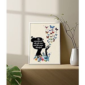 Picofyou She Remembered Who was and The Game Changed - Positive Quotes Wall Art Decor Print Inspirational, Motivational Gifts for Women, Teen Girls, Home, Office 16x24 Unframed, Brown
