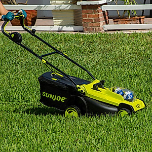 Sun Joe 24V-X2-17LM 48-Volt 17-Inch Mulching Walk-Behind Lawn Mower w/11-Gallon Grass Catcher & 6-Position Height Adjustment, Included, Cordless, Kit (w/ 2x 4.0-Ah Battery and Charger)