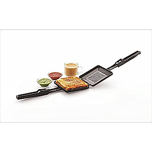 SHRIYA Non-Stick Coating Double Grill Toaster Double Sided Grill Omelette Trays Sandwich Toaster Grill Cooks Toasties Breakfast and More Foldable Grill Frying Pan Baking Pancake Pan