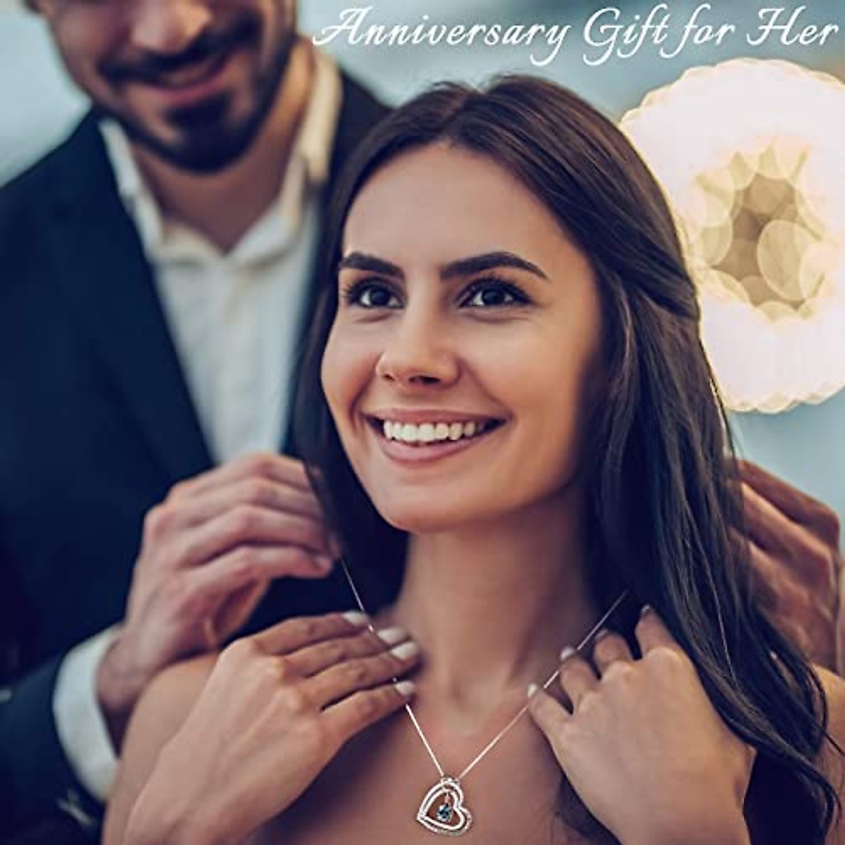 Iefil Mothers Day Gifts Jewelry, Rose Gold Birthstone Jewelry March Blue Aquamarine Necklaces Mothers Day Birthday Gifts for Women Anniversary Valentines Day Gift for Her Jewelry