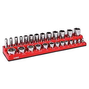 ARES 70234-26-Piece 3/8-Inch SAE Magnetic Socket Organizer - Holds 13 Standard Size and 13 Deep Size Sockets - Keep Your Tool Box Organized