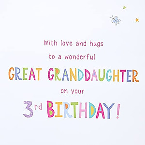 Regal Publishing Juvenile Birthday Card Age 3 Great Granddaughter - 9 x 6 inches