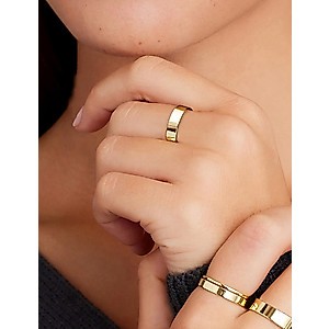 NOKMIT 1mm 3mm 5mm 14K Gold Filled Rings Set for Women Dainty Cute Stacking Stackable Thumb Pinky Bands Non Tarnish Comfort Fit Size 5 to 10 (7)