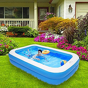 VINGLI Inflatable Swimming Pool Family Pools 102" x 70" x 22", 8.5 Foot Family Pool Lounge Pool for Toddlers, Kids & Adults Oversized Kiddie Pool Outdoor Blow Up Pool for Backyard, Garden