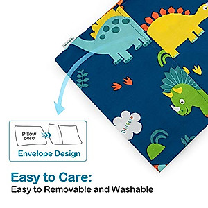 Sivio Toddler Pillowcases Ultra Soft 100% Cotton Bedding Pillow Case Cover for Child,Blue Dinosaur 14"x19" for 13"x18",12"x16" Pillow