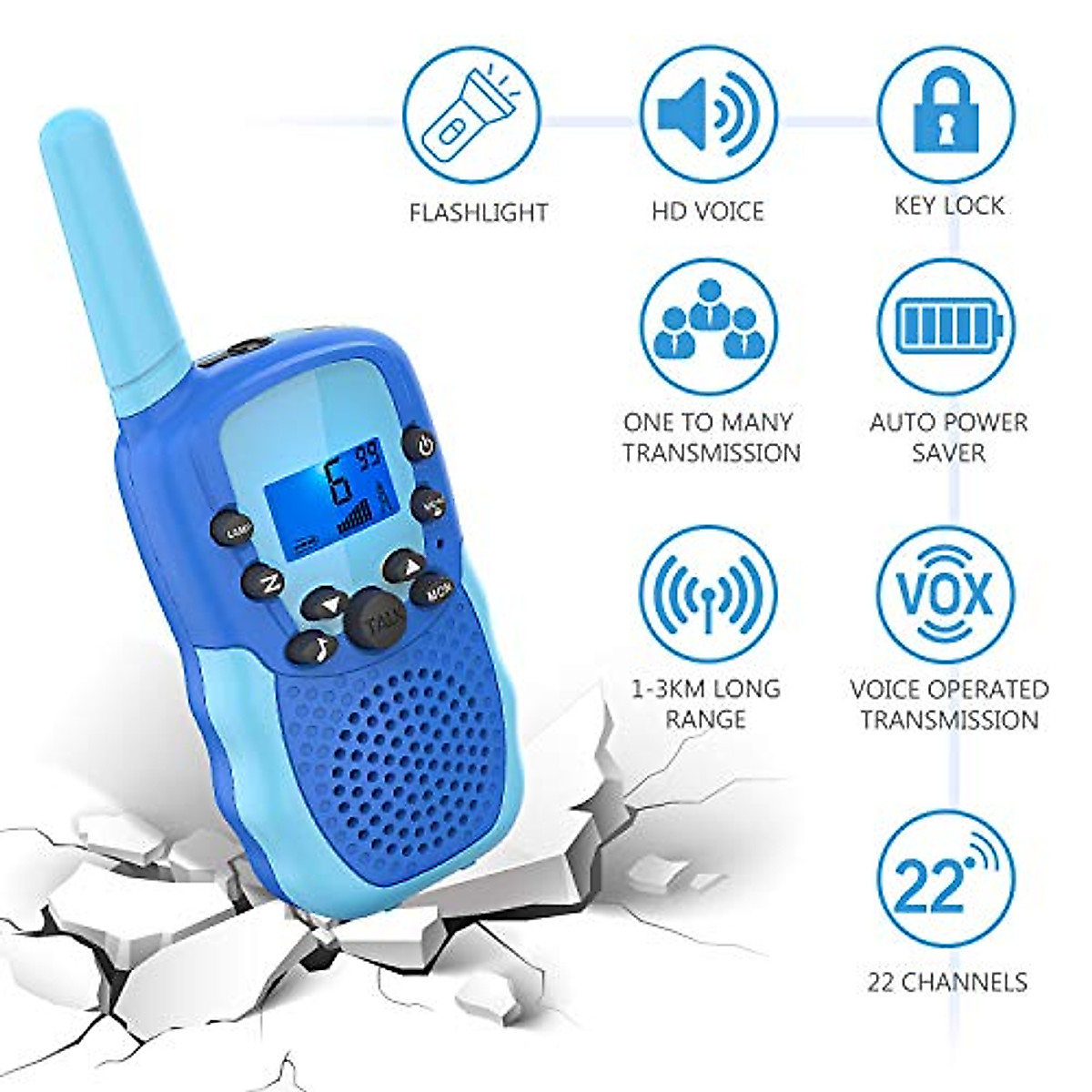 Wishouse Walkie Talkies 5 Pack Long Range, Family Wearable Radio for Kids Adults,Girls Boys Army Toys with Flashlight Lanyards for Outdoor Camping Games Cosplay Xmas Birthday Gift Children