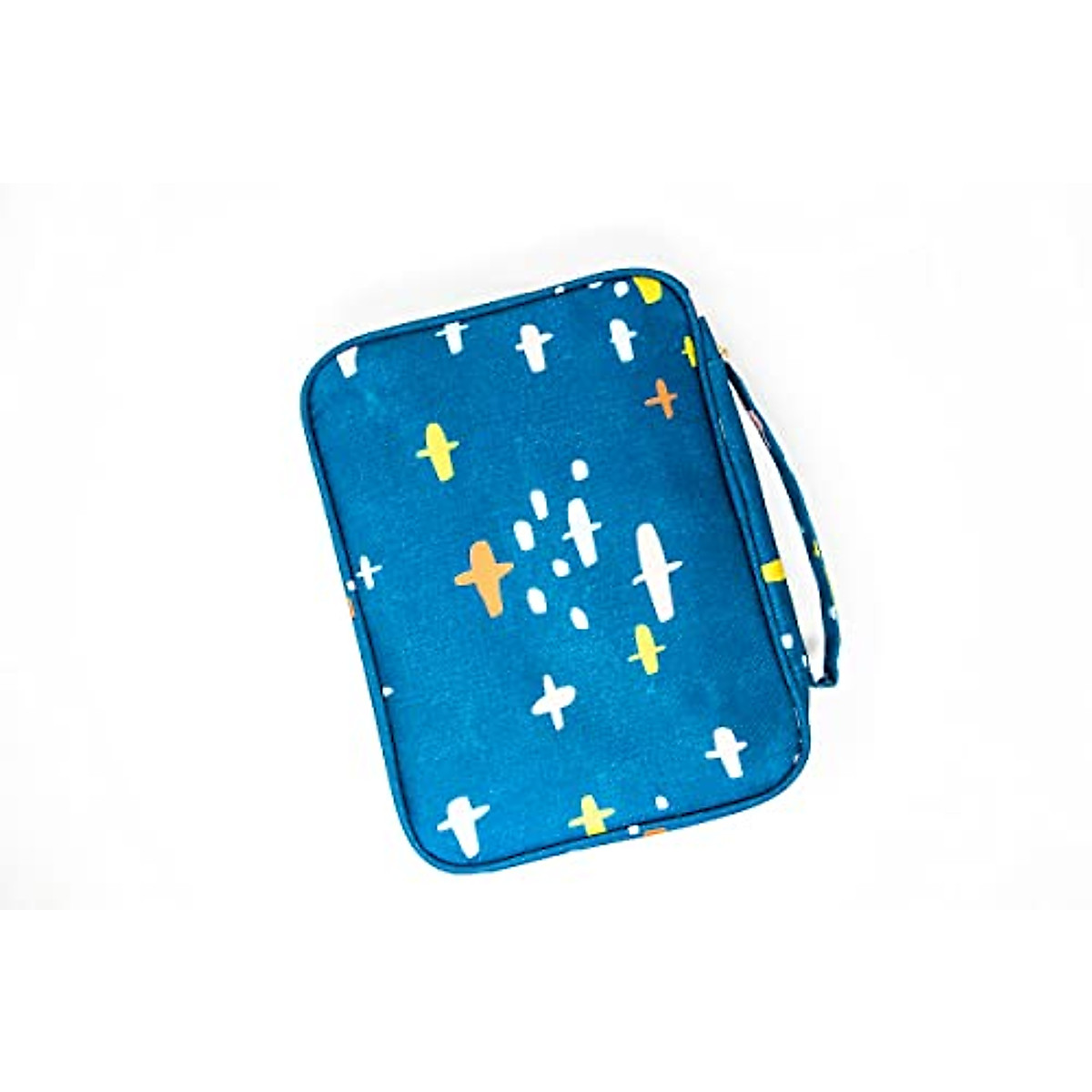 Women and Girls Large Medium Size Colorful Floral Bible Cover - Bible Carrying Case - Bible Bag - Gift for Baptism Dark Blue Crosses Bible Cover