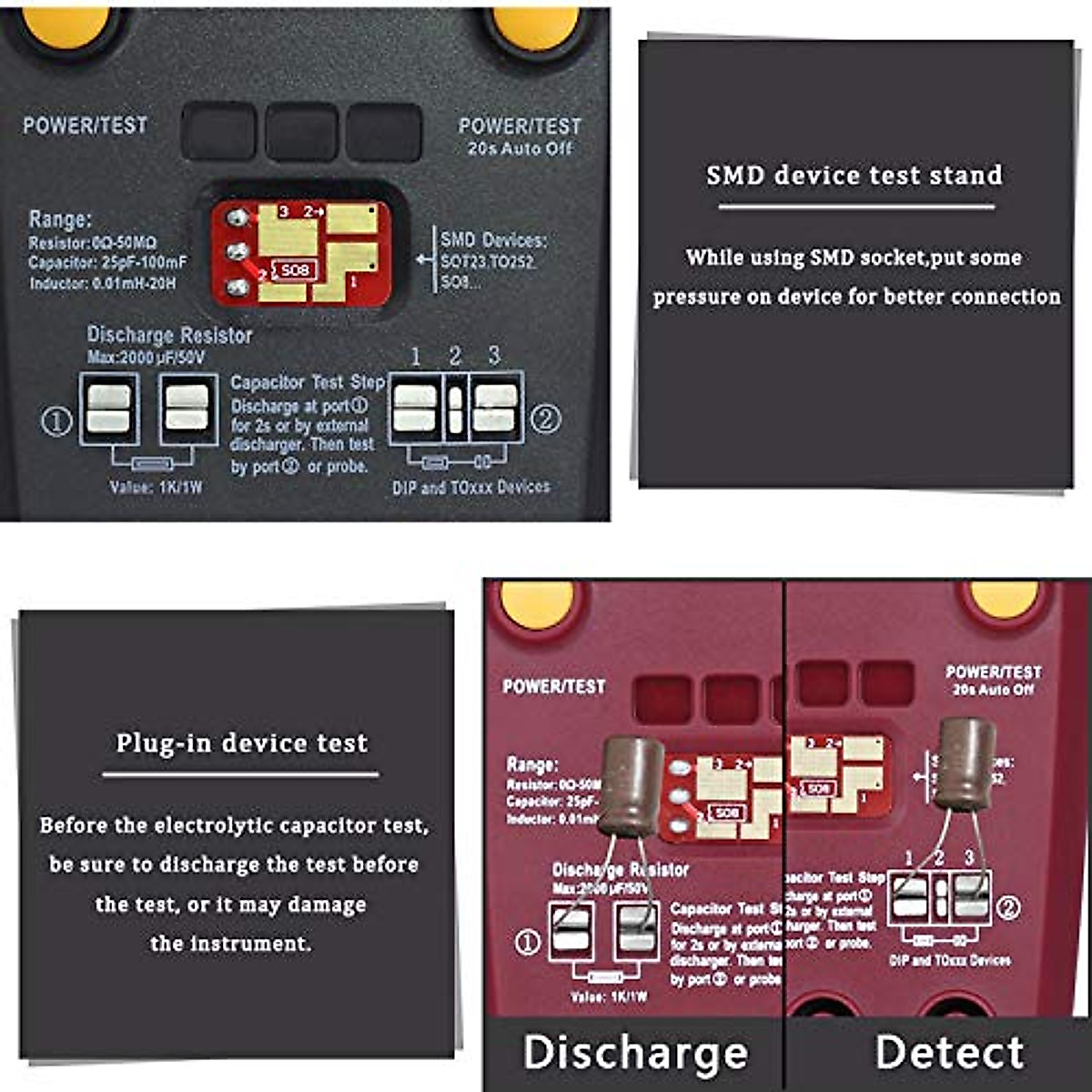 BSIDE ESR02 PRO Digital Transistor Tester SMD Components Meter Mega328 NPN/PNP Diode Triode Capacitor Inductance ESR Checker with Tweezers