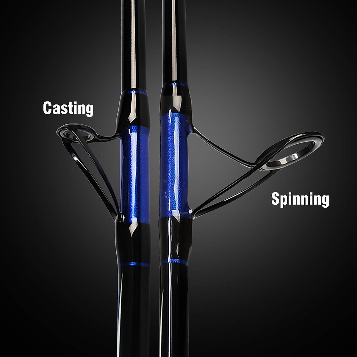 Fiblink Saltwater Fishing Rod Carbon Fiber Jigging Rod with 2 Piece Twin-Tip Spinning & Casting Portable Travel Fishing Jig Rod (Blue 5'6" 30-50lbs 2pcs)