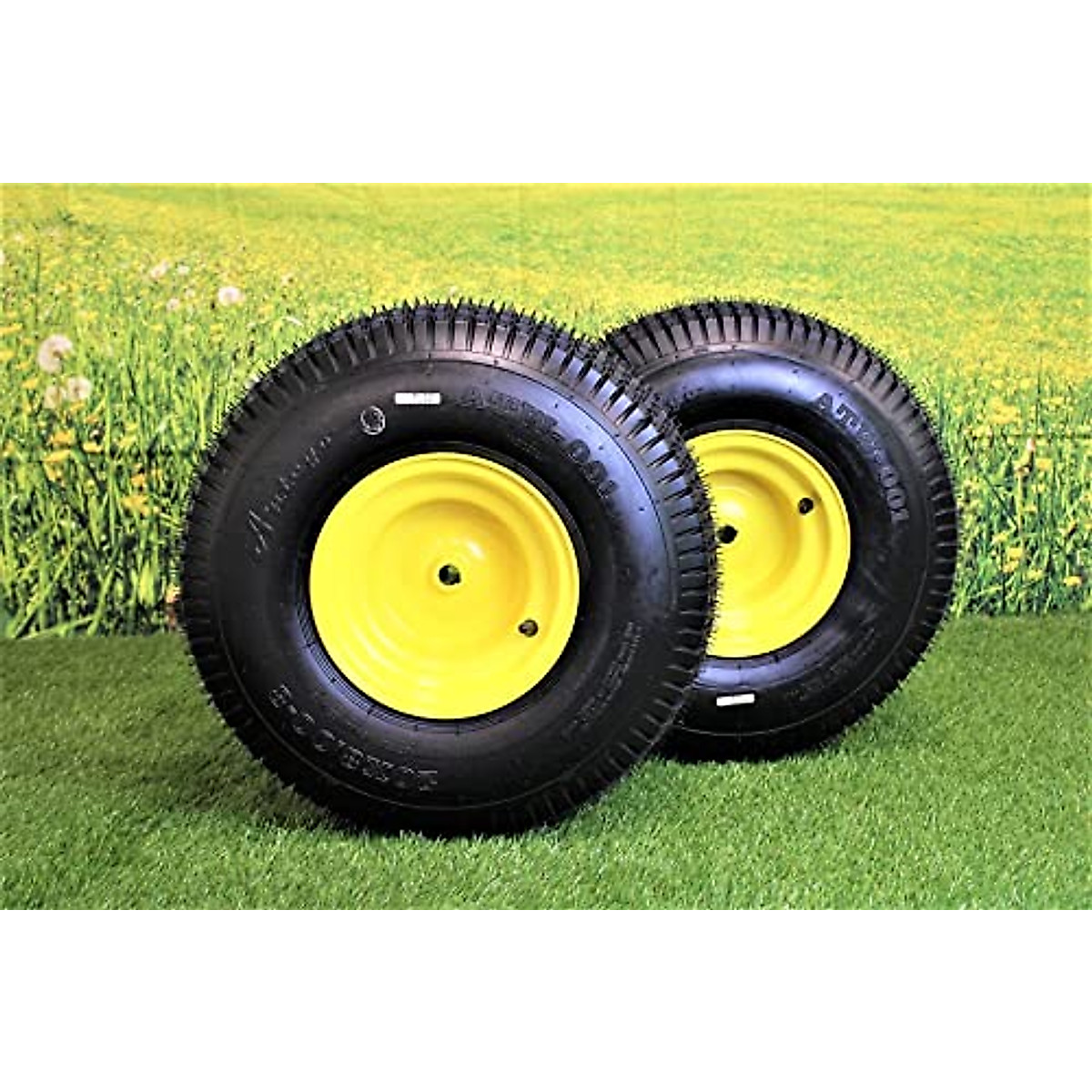 (Set of 2) 20x8.00-8 Tires & Wheels 4 Ply for Lawn & Garden Mower Turf Tires w/ Keyed Hub Wheel