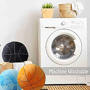 YRXRUS Orange Basketball Pillows Decorative Round Pillow 3D Ball Shaped Throw Pillows,Ultra Soft Velvet Cute Pillows for Kids Bedroom Room,Toys Gift 9.5x9.5 Inch