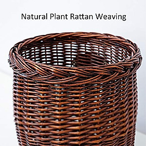 DTSE9 Garbage can for Bedroom Handmade Rattan Wicker Trash Can Without Lid,with Removable Plastic Inner Bucket,Waste Paper Basket,for Kitchen,Bathroom,Balcony,Home Indoor Trash Can