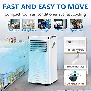 COWSAR 10000 BTU Portable Air Conditioner 4-in-1 Portable AC Unit Cool up to 400 sq.ft, Portable Air Conditioners with Remote Control Mini Air Conditioner 24 Timer ＜54 dBA