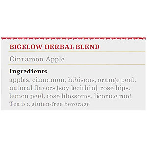 Bigelow 635867 Cinnamon Apple Herbal Tea Bags 28/Box (11397)