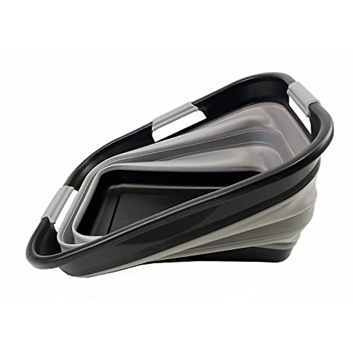 SAMMART 30L (8 gallon) Set of 2 Collapsible Plastic Laundry Basket - Foldable Pop Up Storage Container/Organizer - Portable Washing Tub - Water capacity: 24L (6.3 gallon) (Alloy Grey + Crystal Blue)