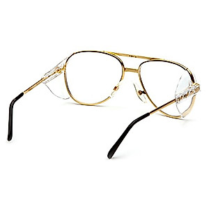 Pyramex Pathfinder Aviator Safety Glasses with Gold Frame and Clear Lens