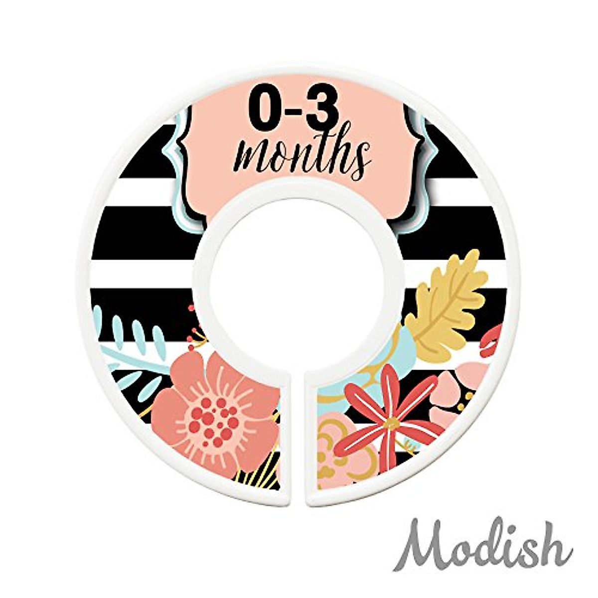 Modish Labels Baby Clothes Size Dividers, Baby Closet Organizers, Size Dividers, Baby Closet Organizers, Closet Dividers, Clothes Organizer, Nursery, Girl, Boho, Black Stripes, Flowers (Baby)