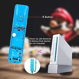 Yosikr Wii Controller 4 Pack, Wii Remote Controller with Silicone Case and Wrist Strap Compatible for Wii/Wii U Console - White+Black+Blue+Red