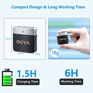 BOYA Wireless Lavalier Microphone BY-M1V2 Dual Channel Wireless Microphones for Cameras DSLR Smartphone Cordless Clip on Lapel Mic for Video Recording YouTube Vlogging Live Streaming Interview