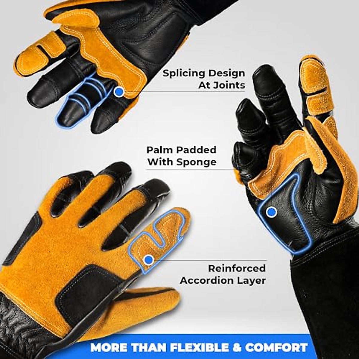 toolant Welding Gloves for Men, Leather Cowhide Mig/Stick Welding Gloves, for Welding, for Grill, for Gardening
