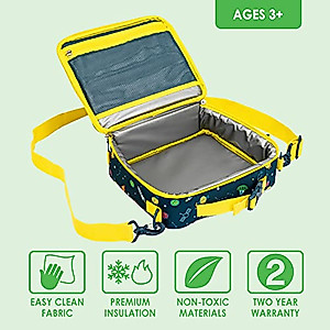 Bentgo® Kids Lunch Bag - Durable, Double Insulated, Water-Resistant Fabric, Interior & Exterior Zippered Pockets, Water Bottle Holder - Ideal for Children 3+ (Space)