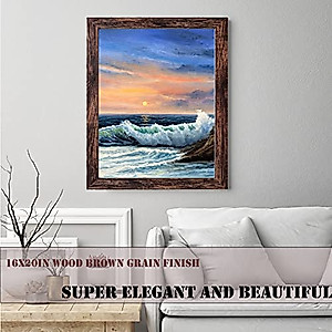 LUCKYLIFE 16x20 Frames, 16x20 Picture Frame for Wall, Display Pictures 11x14 with Mat or 16x20 without Mat, Pack of 2, Rustic Brown