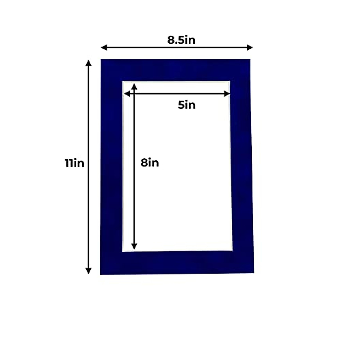 8.5x11 Mat for 5.5x8.5 Photo - Precut Royal Blue Suede Picture Matboard for Frames 8.5 x 11 Inches - Bevel Cut to Display Art 5.5 x 8.5 - Acid Free Pack of 100 MATS with Backing Boards & Clear Bags