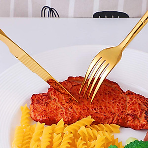 Buyer Star 20-Piece Silverware Set, Gold Flatware Cutlery Set, Stainless Steel 18/10 Utensil Forks Spoons Knives Set Service for 5 with Gift Box, Mirror Polished, Dishwasher Safe