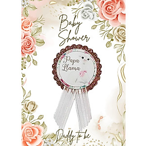 Daddy to Be Pin Baby Shower Pin for dad to wear, Papa Llama White & Rose Gold, It's a Girl, Gender Reveal or Baby Sprinkle