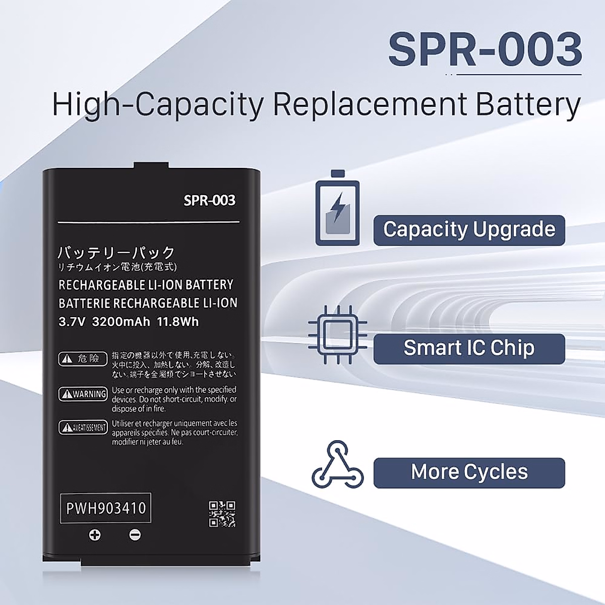 SPR-003 Battery,3200mAh [Upgraded] High Capacity Li-ion 0 Cycle Replacement Battery for Nintendo Switch 3DS XL New 3DS XL 3DS LL SPR-003 Game Console with Repair Tool Kit