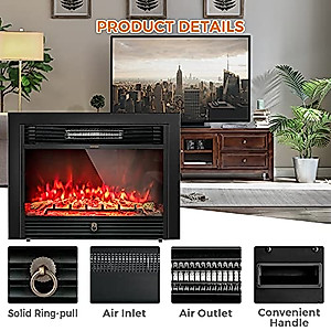 Giantex Wall Fireplace Electric with Remote Control, 28.5" Electric Fireplace Insert Recessed Mounted with 3 Color Adjustable Flames, 2 Modes Heat, 8 H Timer, 5 Brightness Settings, 750/1500W Heater