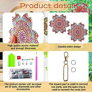 Macarrie 3 Pack Rhinestone Painting Suncatcher Wind Chime Double Sided Crystal Rhinestone Painting Hanging Ornament Flower Shape Suncatcher Kit for Adults DIY Window Home Garden(Stylish Style)