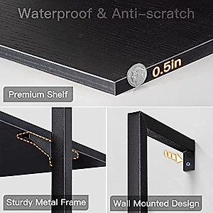 ODK 6-Tier Ladder Shelf, 87 Inches Wall Mounted Ladder Bookshelf with Metal Frame, Open Industrial Shelves for Home Office, Bedroom and Living Room, Black