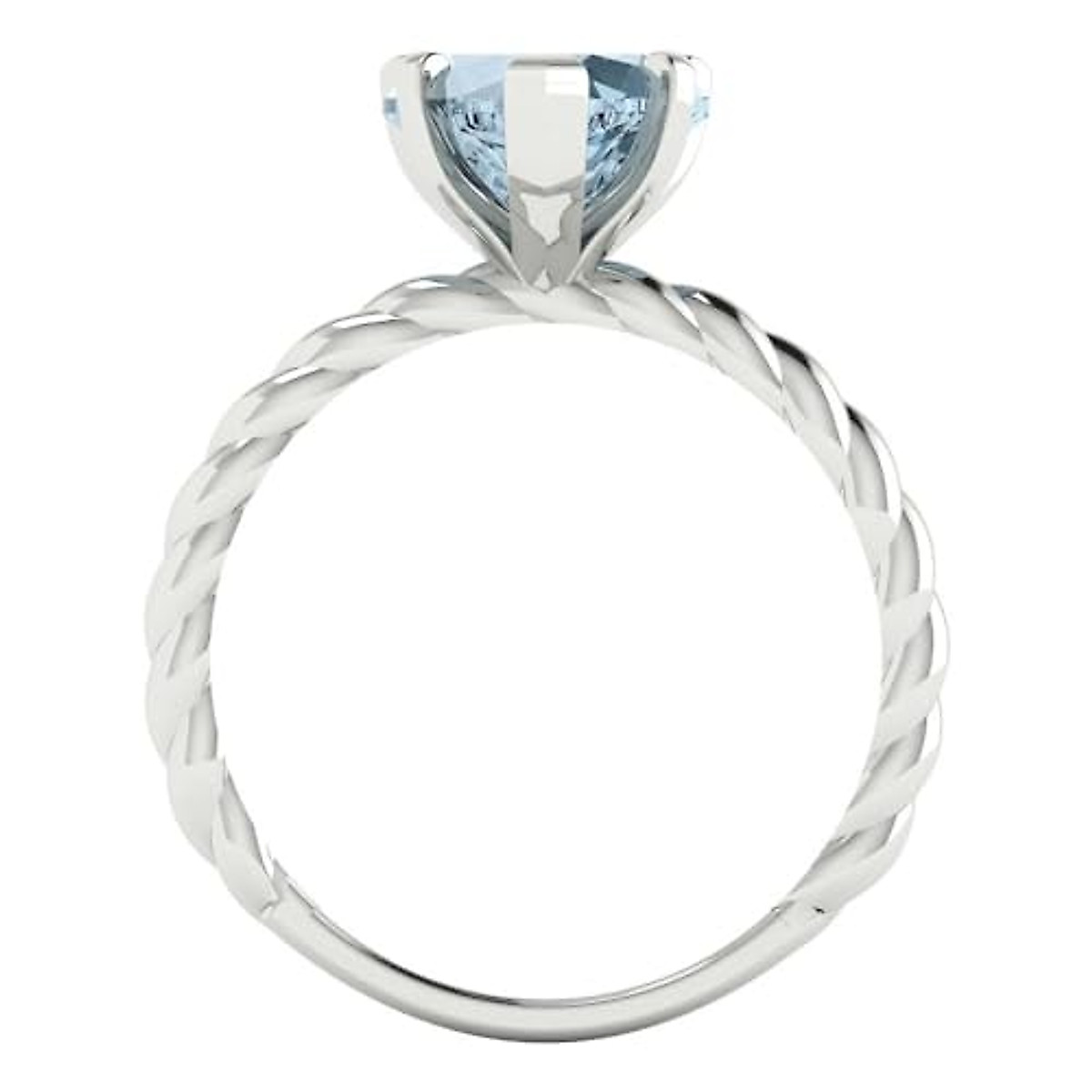 Clara Pucci 2ct Heart Cut Solitaire Rope Twisted Knot Natural Aquamarine Engagement Bridal Promise Anniversary Ring 18K White Gold 9