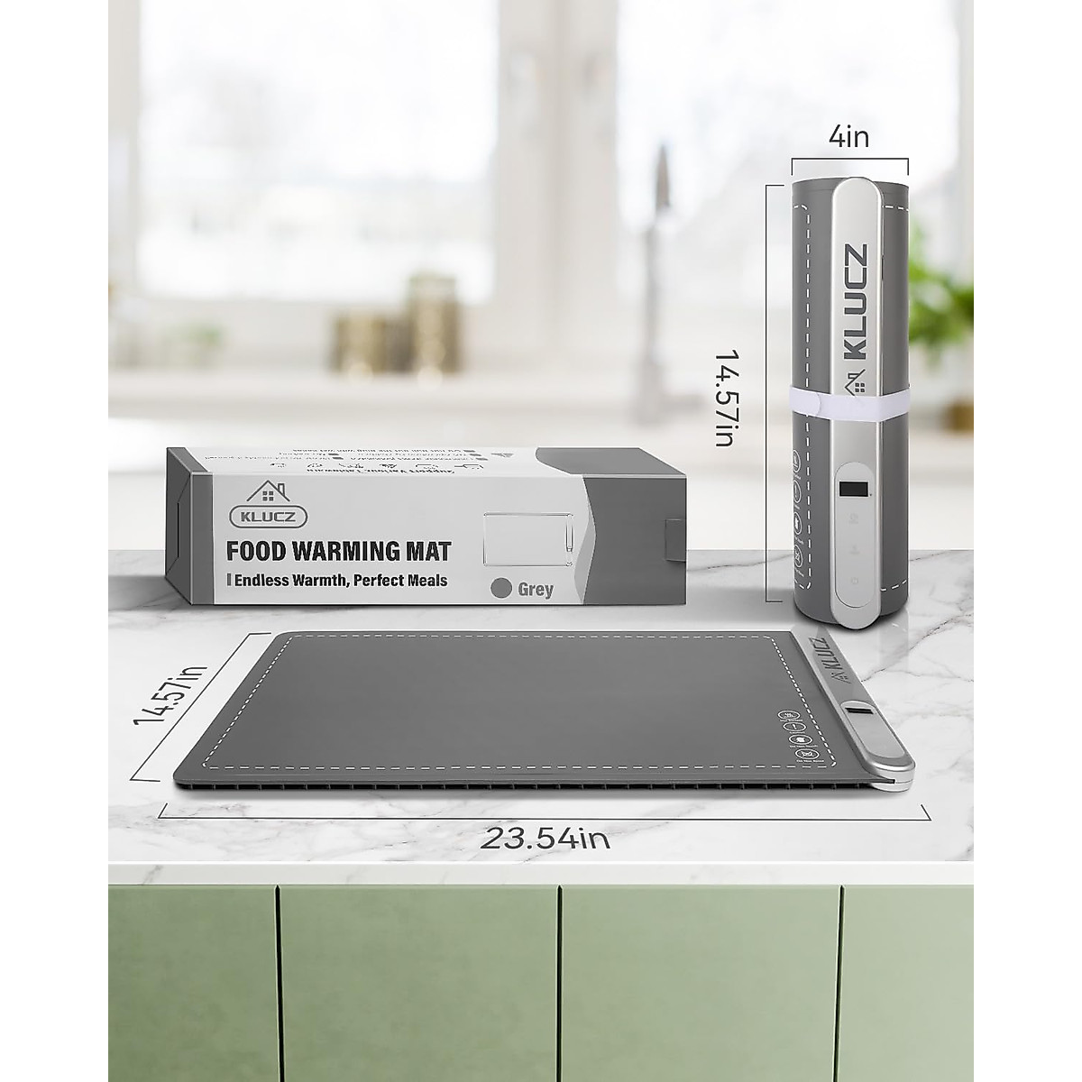 KLUCZ Electric Food Warming Mat Graphene Quickly Heating, 6 Adjustable Temperature and 6H Timer Function Warming Trays for Buffets Parties, Foldable Silicone Food Warmer Mat, Great Gift Choice