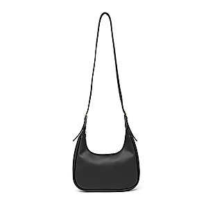 WuliTown Shoulder Bags for Women,Cute Hobo Tote Handbag Mini Clutch Purse,Crossbody bag with Zipper Closure (Black)