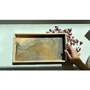 Bamboo Serving Tray Bamboo Decor - Five Piece Nested Breakfast Bamboo Tray - Wood Crafts Trays for Organizing | Bathroom Tray - Food Trays for Party Buffet Montessori Wooden Trays for Serving