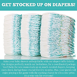 Little Rabbit Floral Themed Diaper Raffle Tickets for Boy Baby Showers, 20 2" X 3” Double Sided Insert Cards for Games by AmandaCreation, Bring a Pack of Diapers to Win Favors & Prizes!