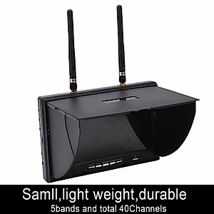 Zyyini 5.8G FPV LCD Receiver Monitor, 40Channels 7Inch LCD Screen Video Transmission Display FPV Drone Accessory Built-in Dual Receiver 600cd/m2 100-240V for FPV Drone