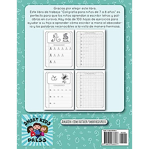 Caligrafía para niños de 7 a 8 años.: Ejercicios para mejorar la letra mayúsculas y minúsculas en primaria. (Handwriting Workbooks for kids) (Spanish Edition)