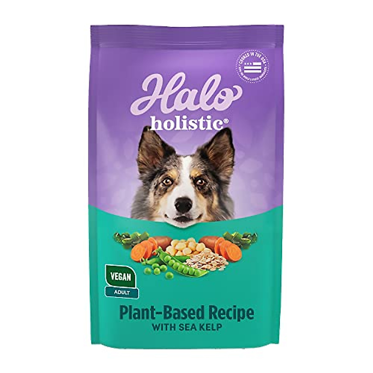 Halo Purely For Pets Halo Holistic Plant-Based Recipe with Kelp, Complete Digestive Health, Vegan Dry Dog Food Bag, Adult Formula, 3.5-lb Bag