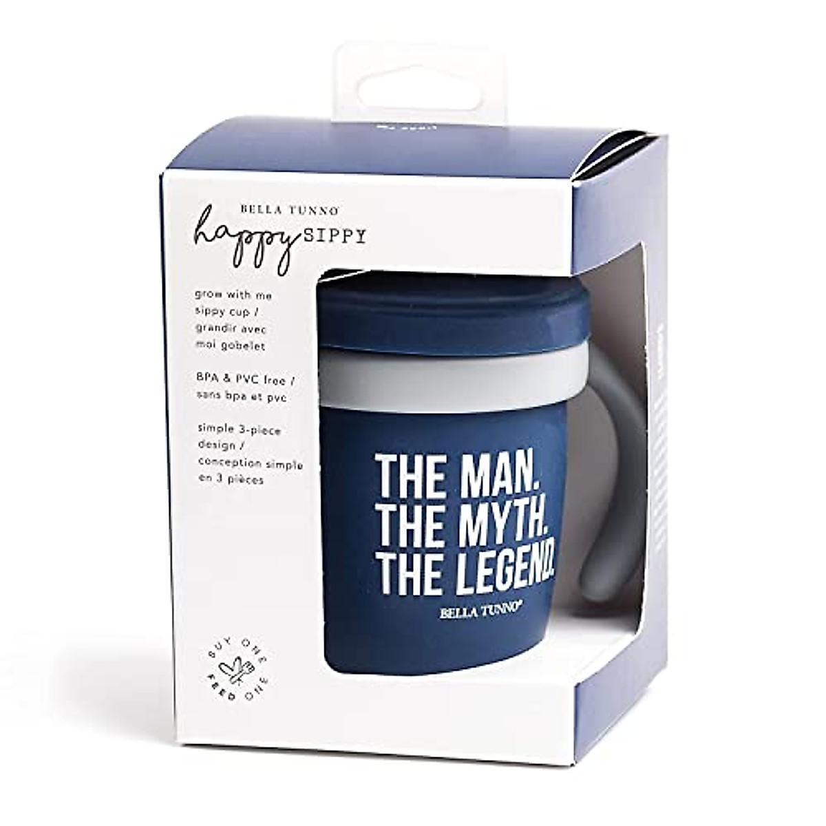 Bella Tunno Happy Sippy Cup – Transition Sippy Cups for Baby 6 Months and Older, Baby and Toddler Sippy Cups with Removable Handles and Non-Toxic, BPA Free Silicone, The Man, 8 oz