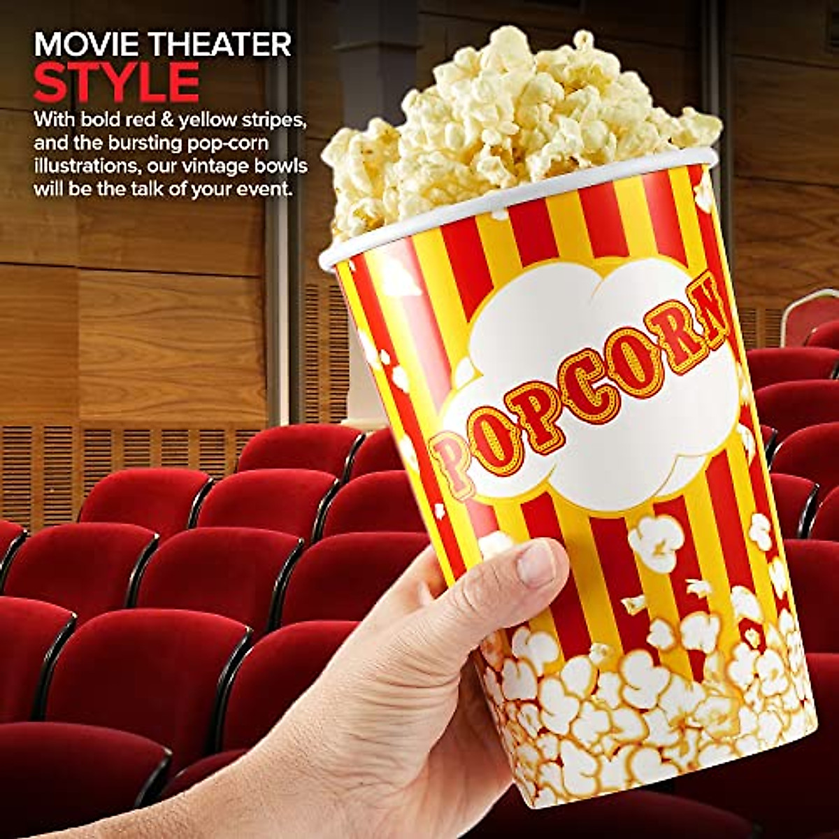 64 Oz Disposable Popcorn Buckets for Movie Nights
