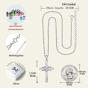 YL Cross Necklace Sterling Silver Infinity Heart Crucifix Pendant Cubic Zirconia Criss Jewelry for Women