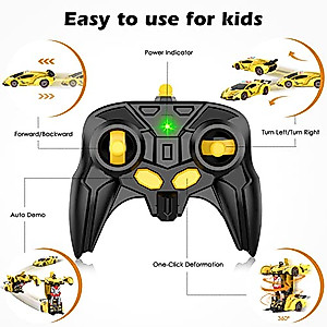 Febyhim Remote Control Car, Transform Robot RC Car with One-Button Transforming 360 Degree Rotation Drifting, 1:18 Scale Police Car Ideal Xmas and Birthday Gift Toys for 8+ Year Old Boys/Girls