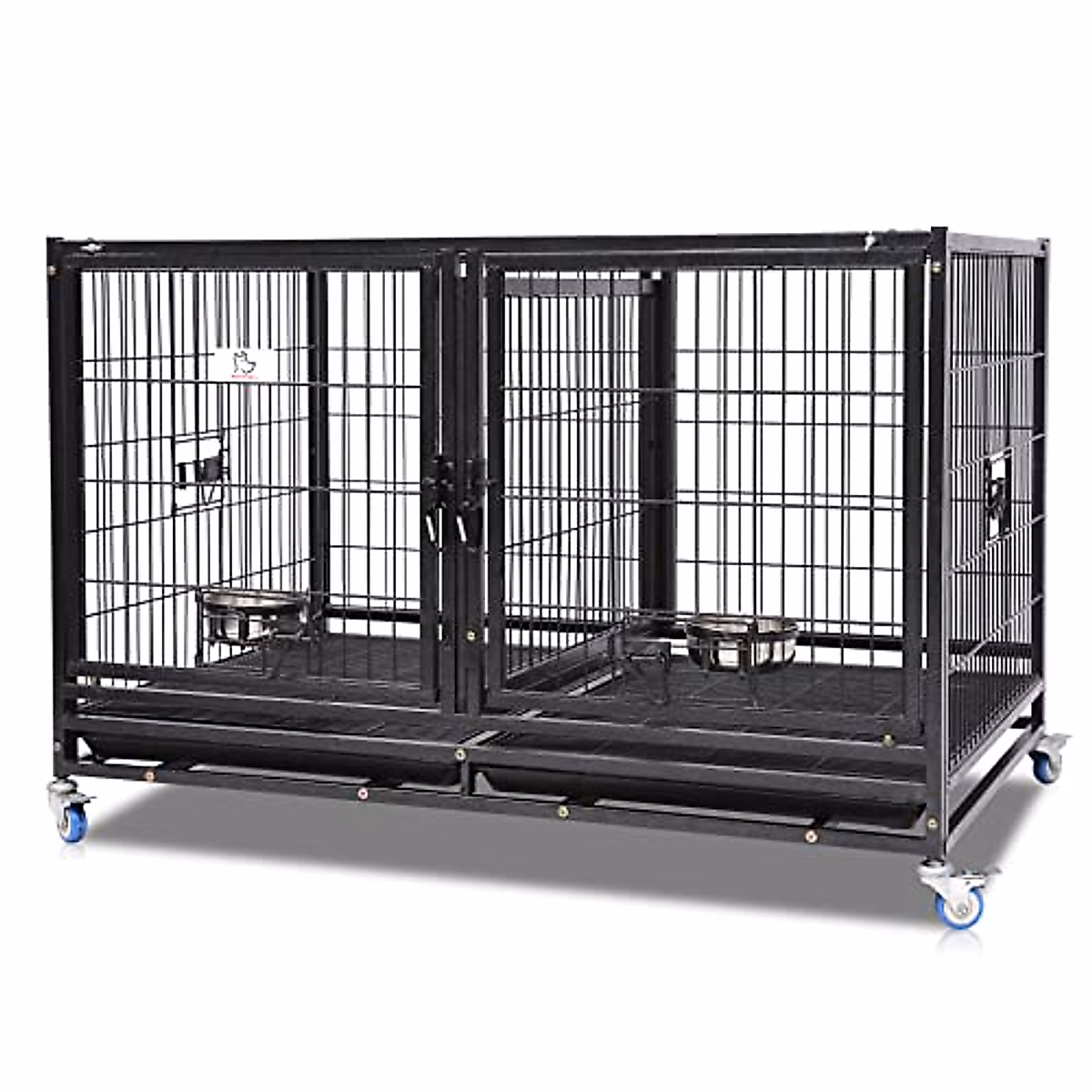 Homey Pet-43 All Metal Open Top Stackable Heavy Duty Cage(Upper) w/Floor Grid, Tray, Divider, and Feeding Bowl